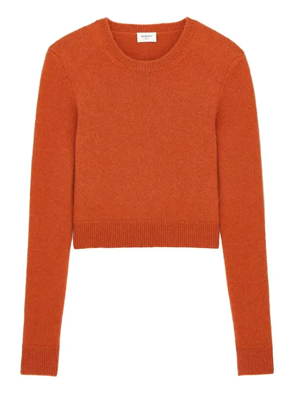 Saint Laurent Crewneck Sweater In Cashmere - Terre De Sienne