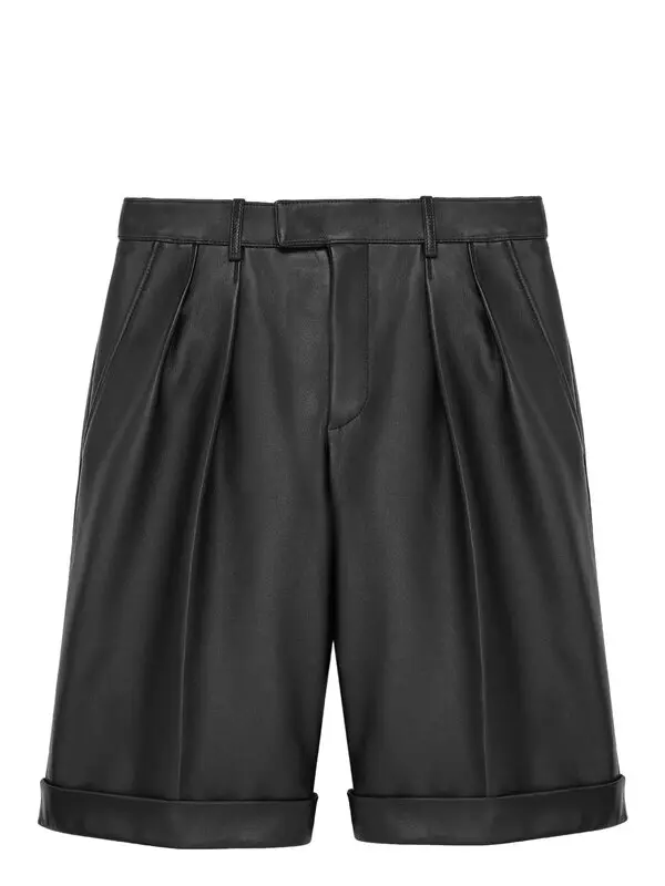 Saint Laurent Lambskin Bermuda Shorts - Black
