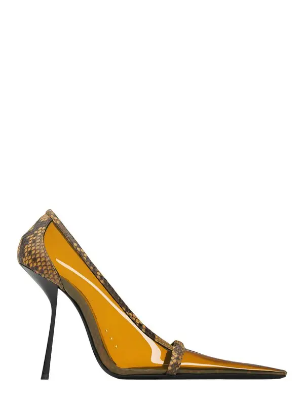 Saint Laurent Brigitte Pumps In Tpu And Python - Dark Macadamia