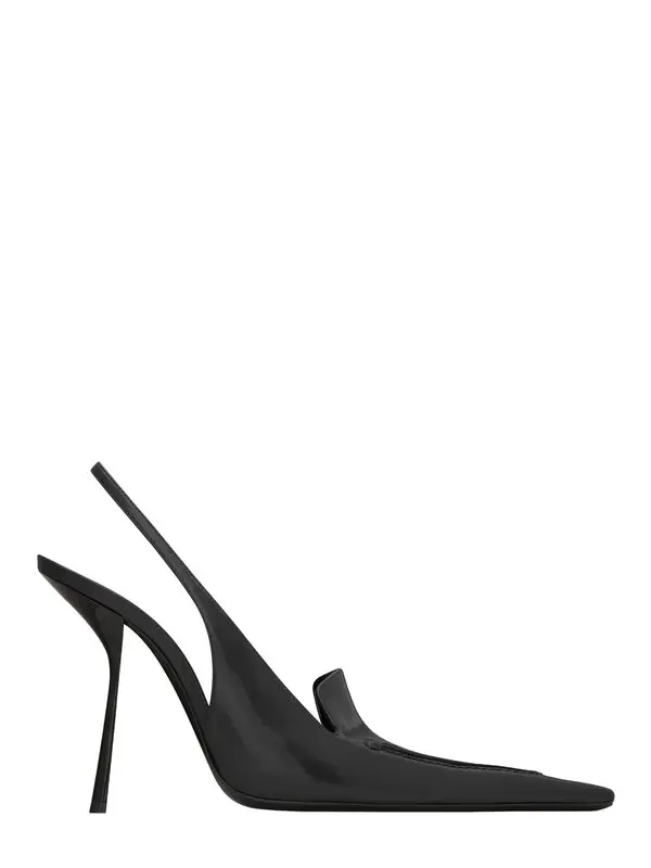 Saint Laurent Voltaire Slingback Pumps In Glazed Leather - Black