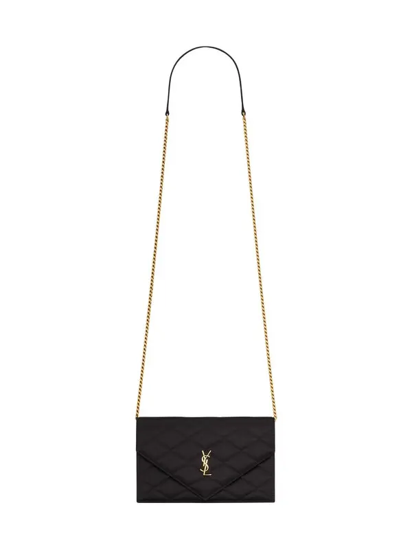 Saint Laurent Chain Wallet In Satin - Black