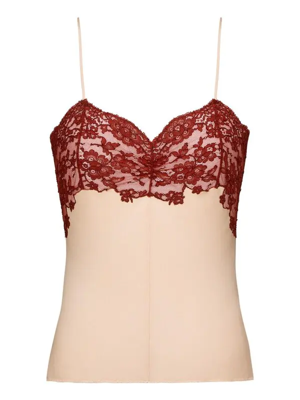 Saint Laurent Silk Satin Laced Camisole - Peche