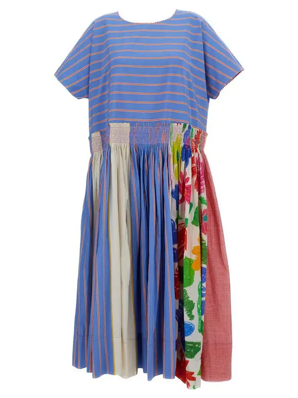 Pero Short-sleeved Dress With Patchwork - Multicolore