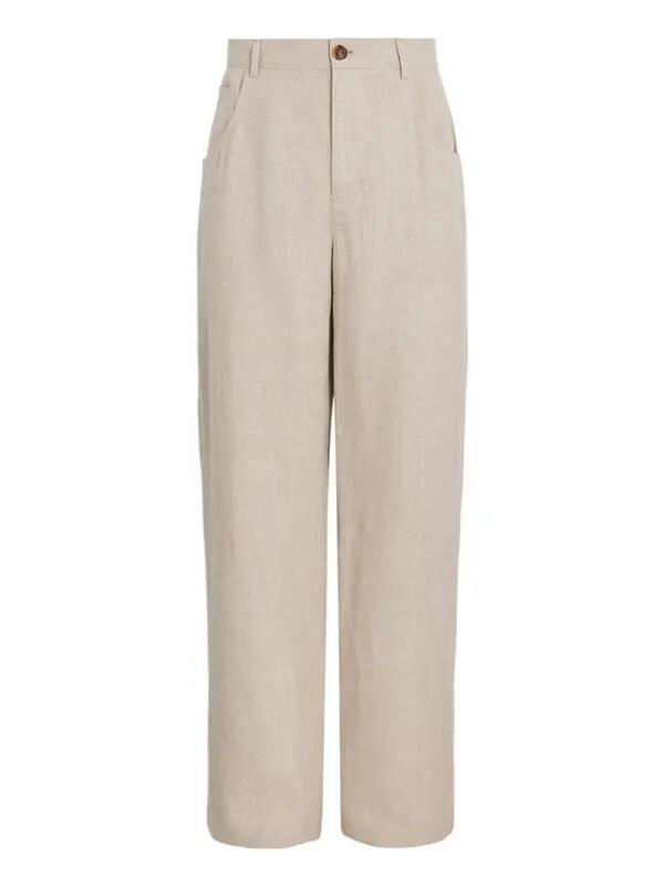 Séfr Arno Tailored Wide Leg Trousers - Beige