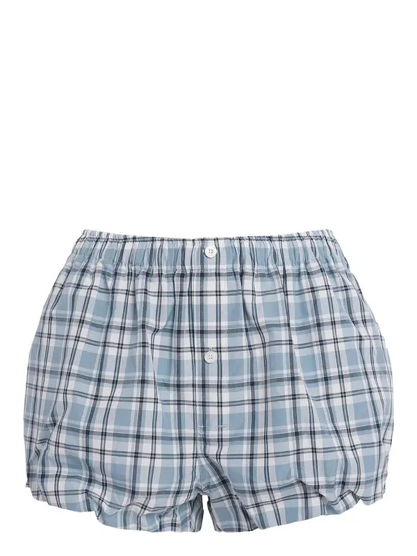 Acne Studios Cotton Check Bloomer Shorts - Blue