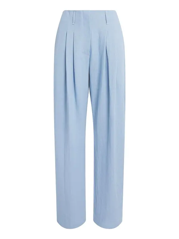 Nanushka Hettie Pleated Barrel-leg Linen Blend Trousers - Blue