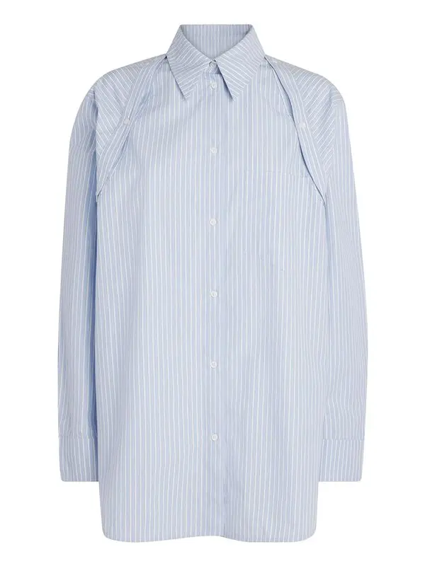 Nanushka Nananda Pinstripe Cotton Shirt - Blue