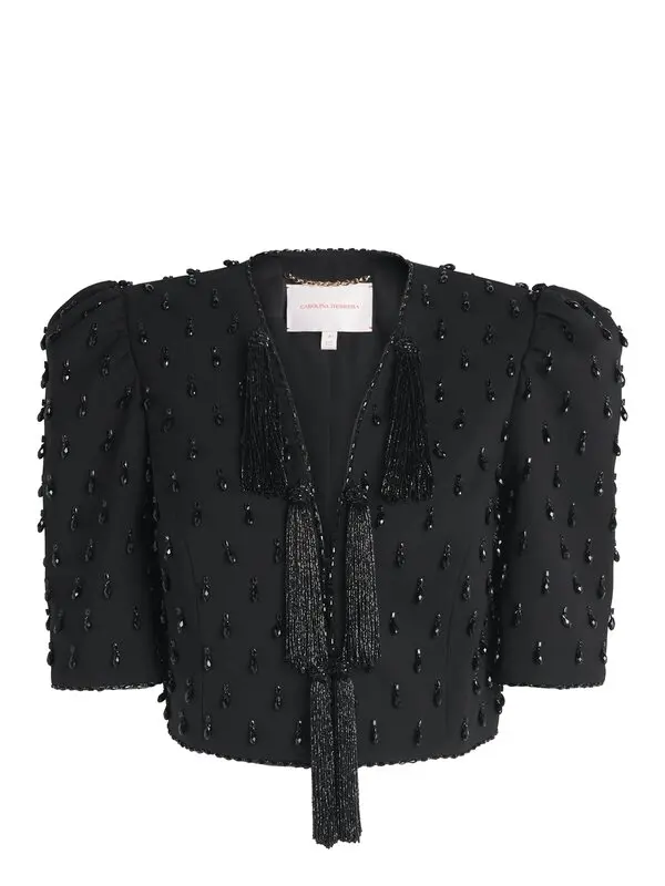 Carolina Herrera Tasseled Cropped Jacket - Black