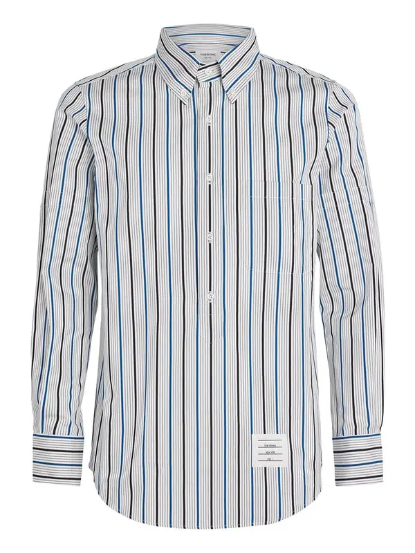 Thom Browne Cotton Stripe Shirt - Blue