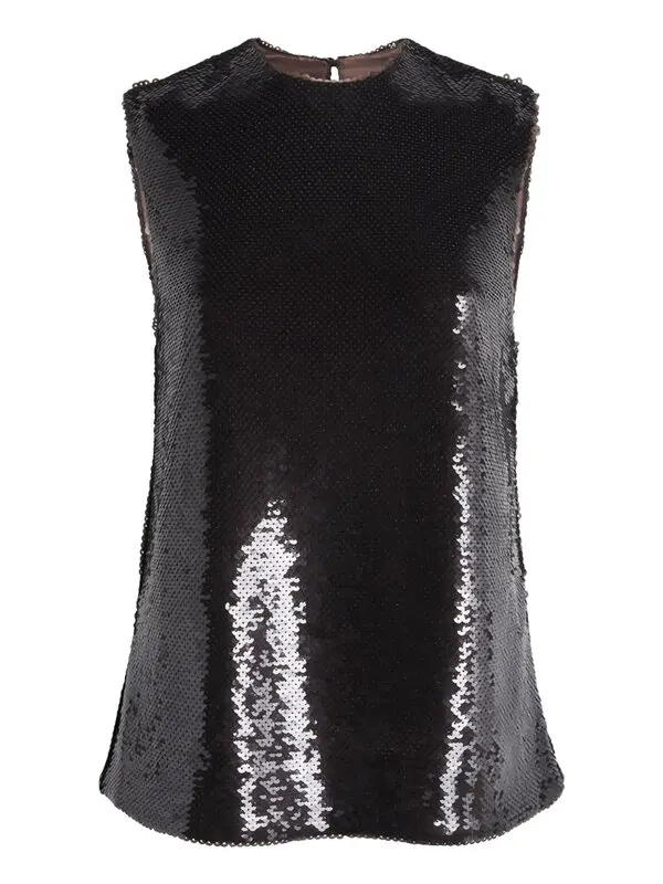 ESSE STUDIOS Sequined Sleeveless Top - Brown