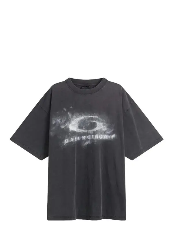Balenciaga Medium Fit Tee Washed And White - Black