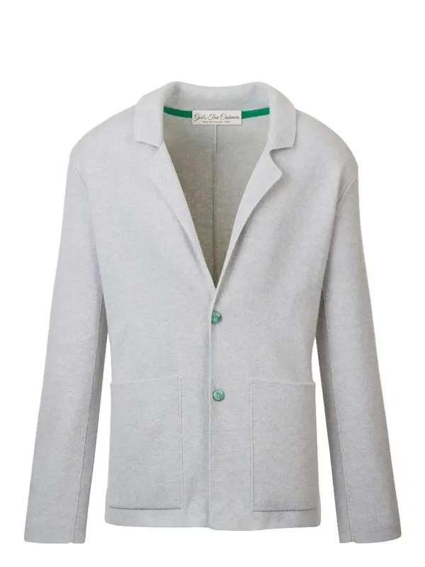 GOD'S TRUE CASHMERE Knit Travel Blazer Zinc Grey And Emerald - Gray