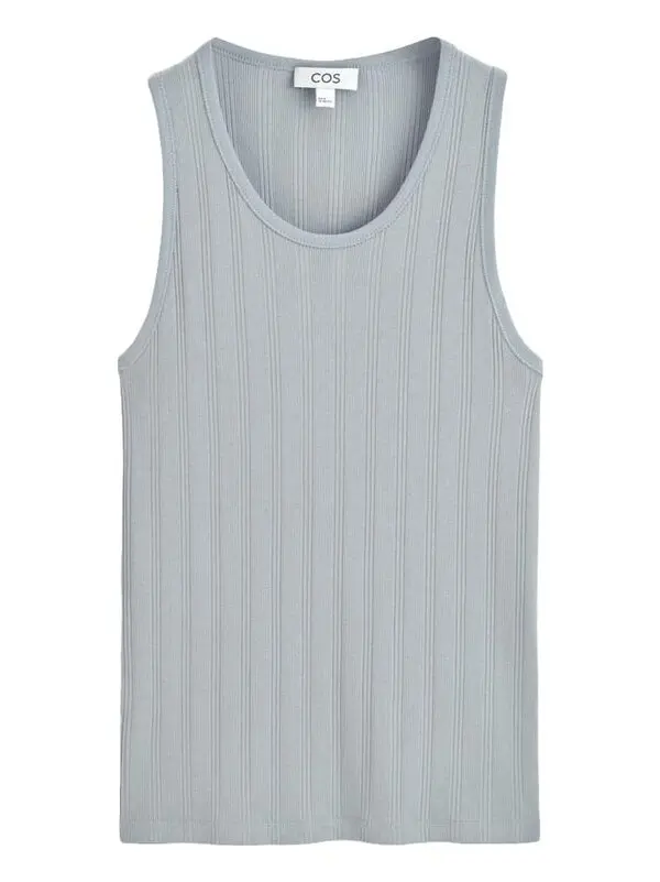 Cos Slim-fit Wide-rib Cotton Tank Top - Gray