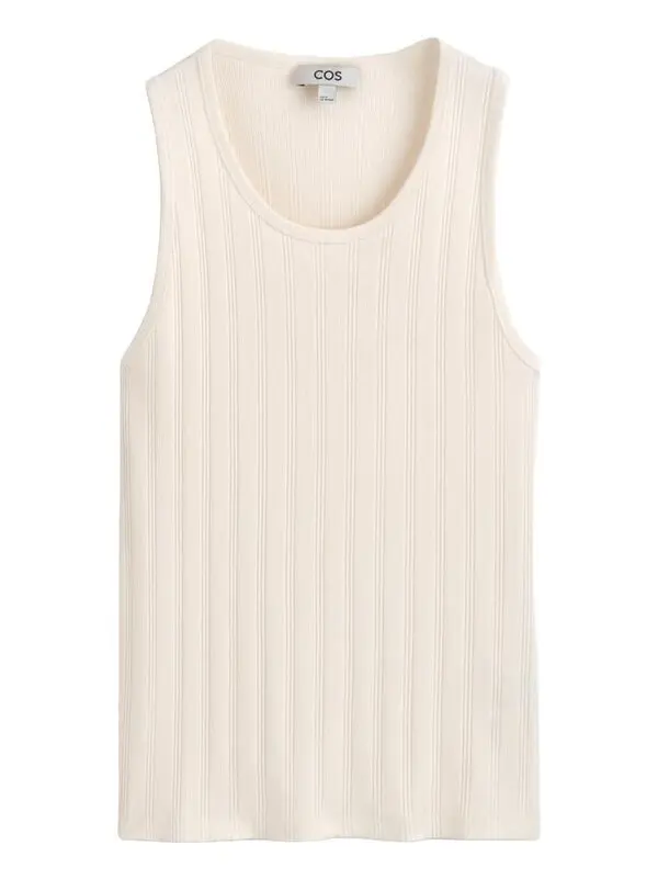 Cos Slim-fit Wide-rib Cotton Tank Top - Light Beige