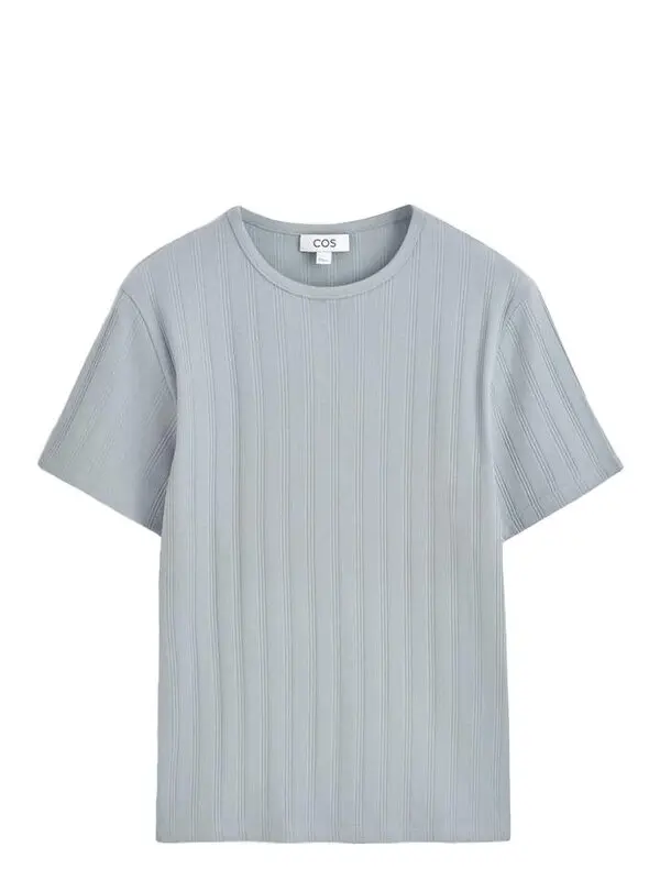 Cos Slim-fit Wide-rib Cotton T-shirt - Gray