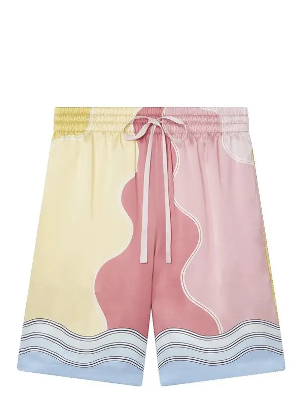 Casablanca Soleil Levant Silk Shorts - Multicolor