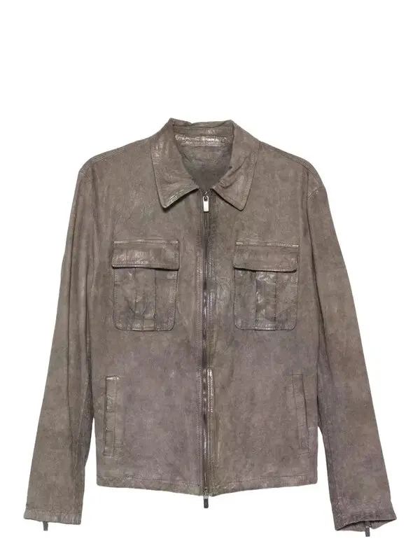 SALVATORE SANTORO Leather Zip-up Jacket - Grey