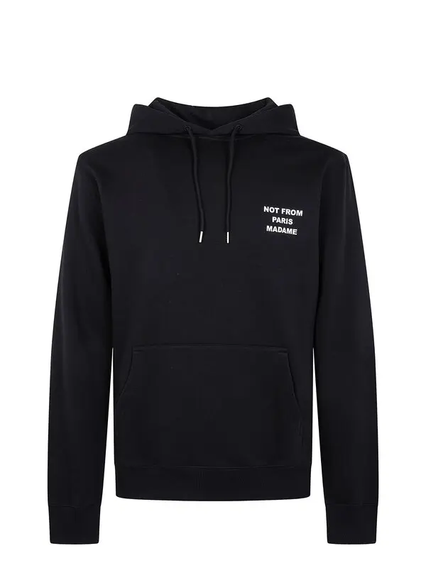 Drole De Monsieur Cotton Hoodie With Contrast Logo - Black