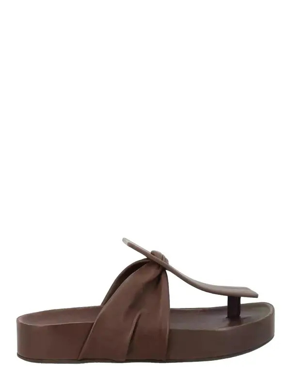 UMA WANG Knotted Detail Strap Slides - Brown