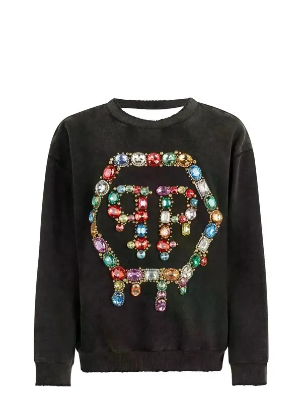 Philipp Plein Open-back Embellished Sweatshirt - Black