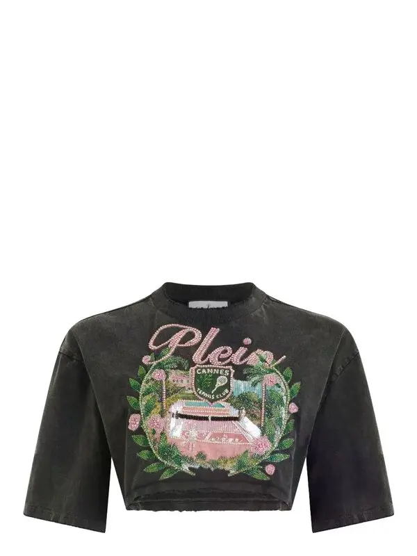 Philipp Plein Printed Crop Top - Black