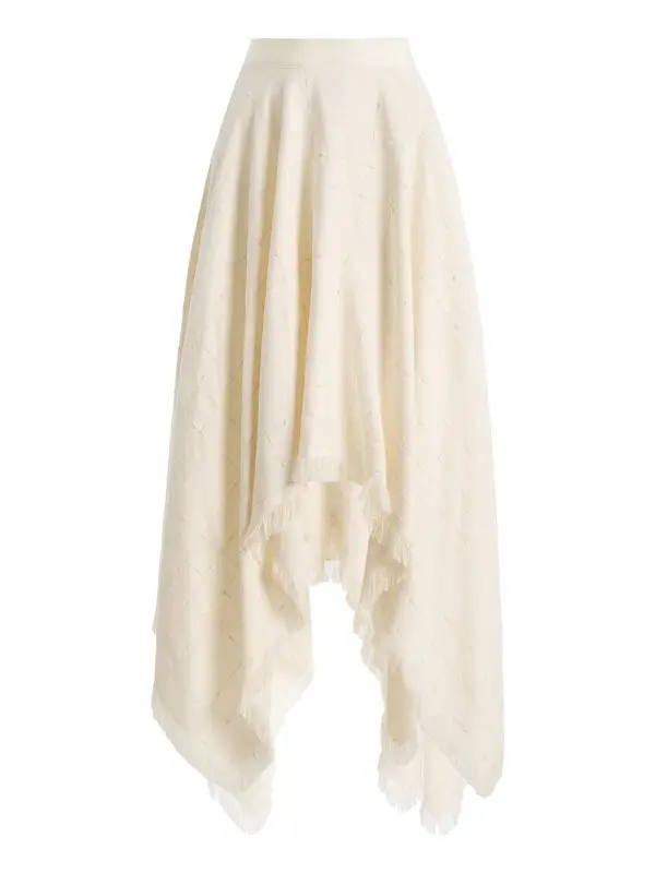 KALLMEYER Felicity Fringed Check-weave Maxi Skirt - Ivory
