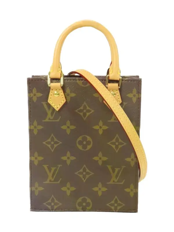 LOUIS VUITTON Petit Sac Plat Monogram Tote Bag - Brown