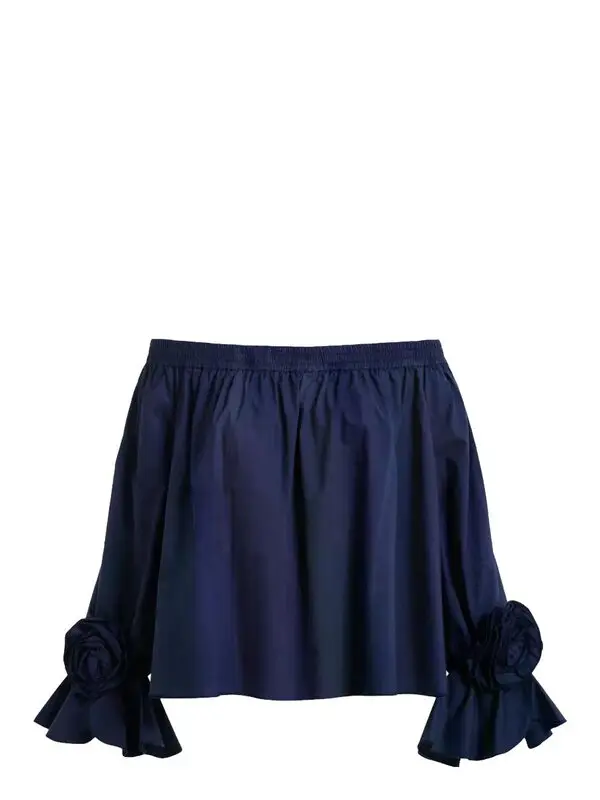 Essentiel Antwerp Off-shoulder Rosette Embellished Blouse - Blue