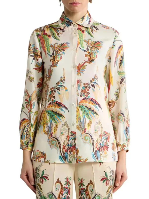 Etro Silk Paisley Print Shirt - Neutrals