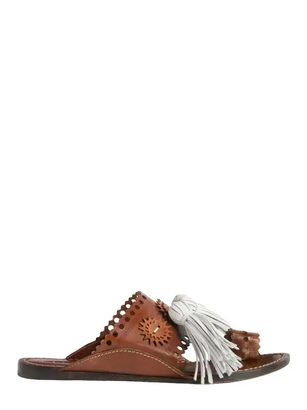 La DoubleJ Sandy Slides With Tassels - Brown
