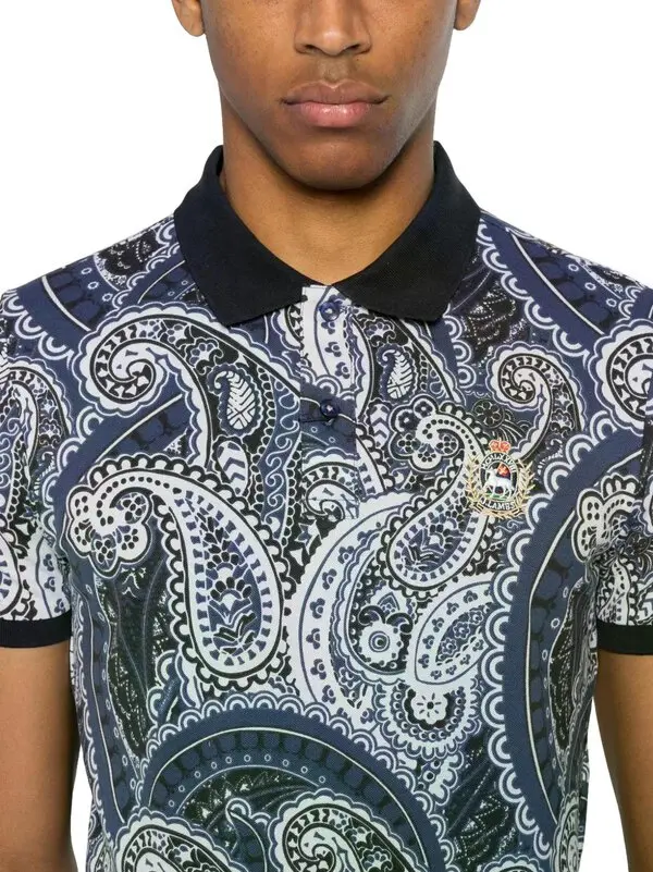 JOHNNY LAMBS Paisley-print Polo Shirt - Blue