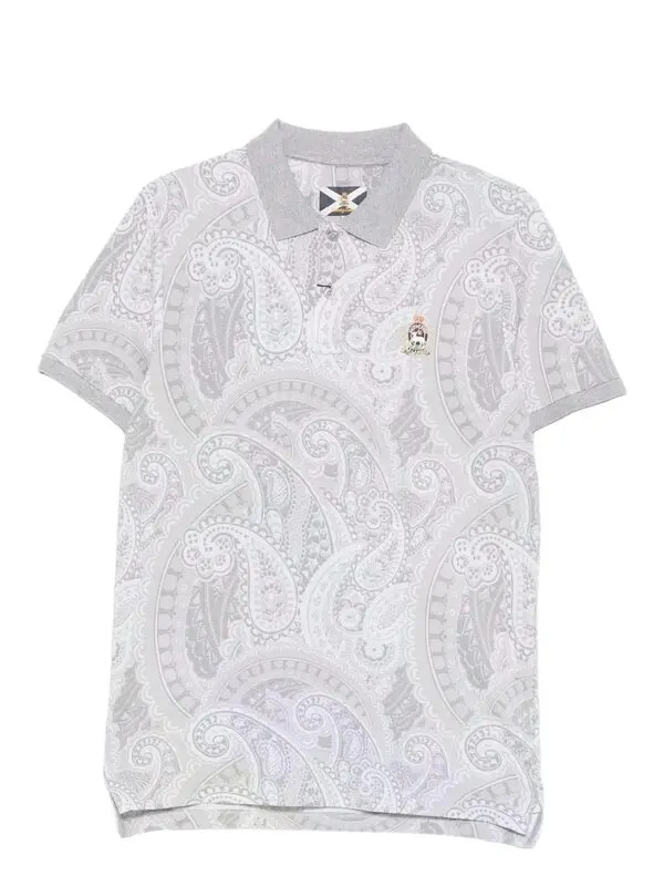 JOHNNY LAMBS Paisley-pattern Polo Shirt - Grey