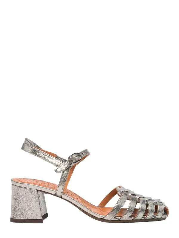 Chie Mihara Voku Metallic Cage Sandals - Silver