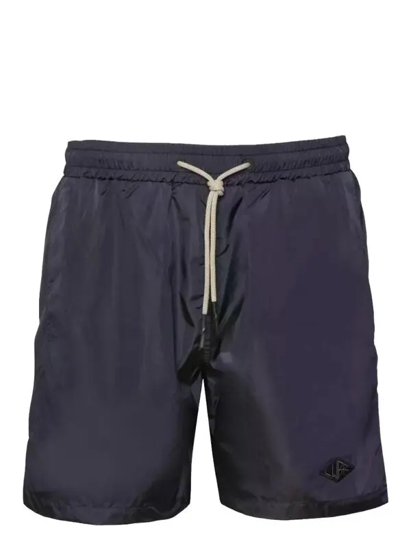 LOW BRAND Drawstring Swim Shorts With Logo Patch - Blue