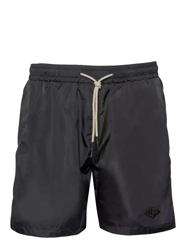 LOW BRAND Logo Patch Drawstring Swim Shorts - Black