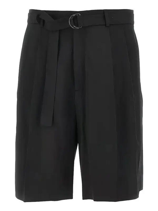 CMMN SWDN Belted Pleated Shorts - Black