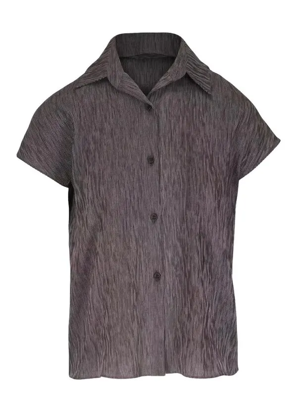 PETER COHEN Striped Short-sleeve Blouse - Brown