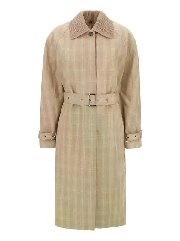 Iceberg Check-pattern Belted Coat - Neutrals