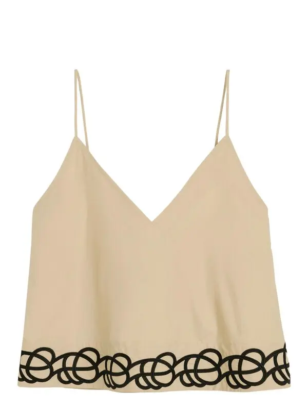 BY MALENE BIRGER Jennie Organic Cotton Cropped Top With Embroidery - Old Beige