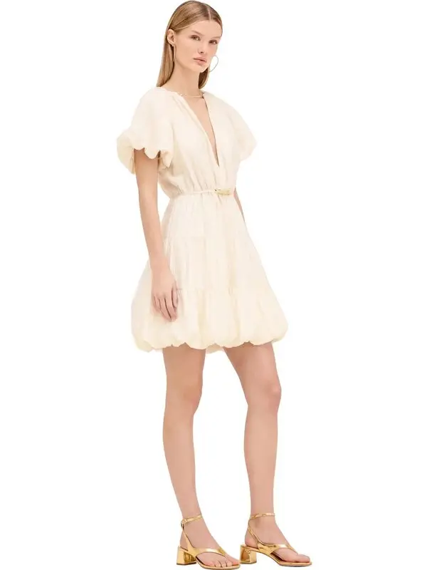 Alexis Positano Tiered Mini Dress - Golden Cream