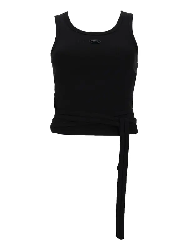 DIESEL® T-anky-tail" Crop Top With Lace Detail - Black
