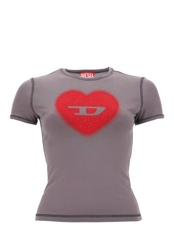 DIESEL® Embellished Heart T-shirt - Grey