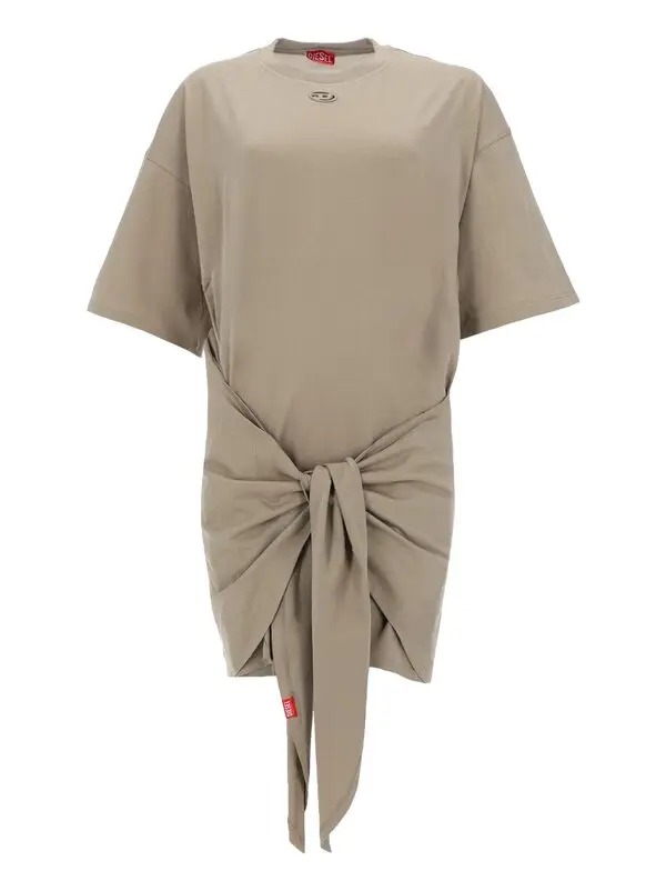 DIESEL® T-shirt Dress With Front Knot Detail - Dove