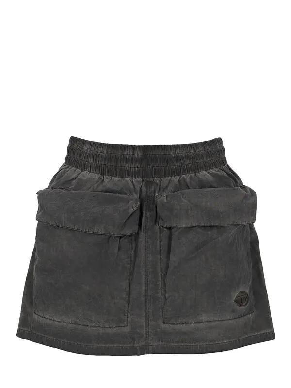 DIESEL® Nylon Mini Skirt With Maxi Pockets - Grey