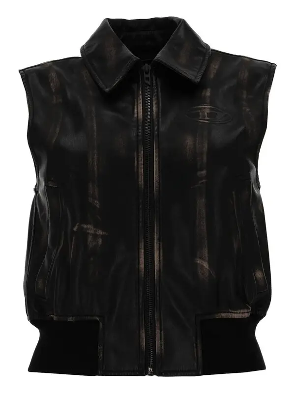DIESEL® Distressed Gilet Bomber - Brown