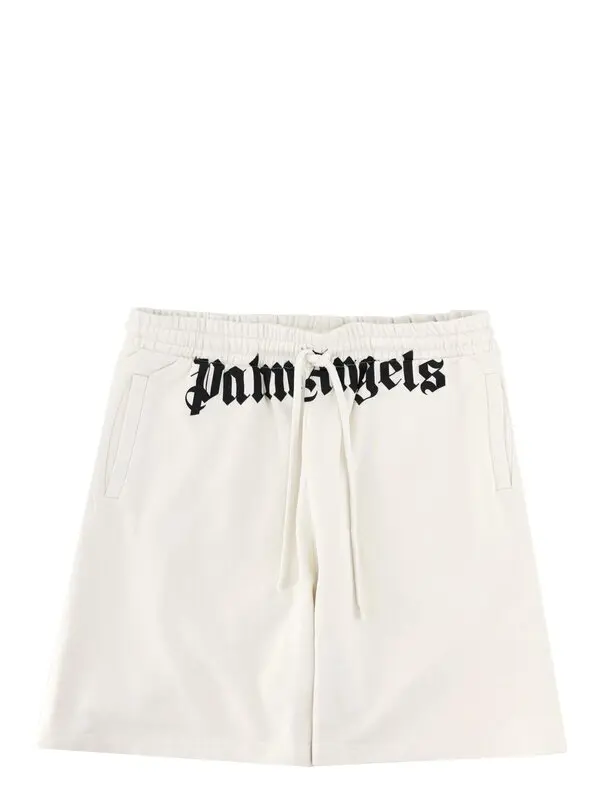 Palm Angels Logo Drawstring Shorts - White