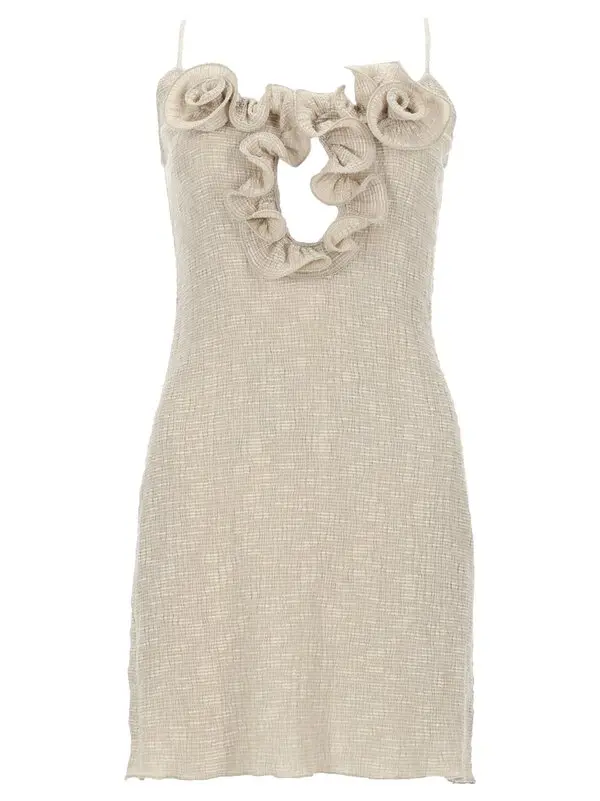 Magda Butrym Floral Appliqué Mini Dress - Beige