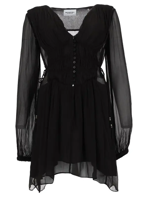 MARANT ETOILE Loriena" Sheer Button-up Dress - Black
