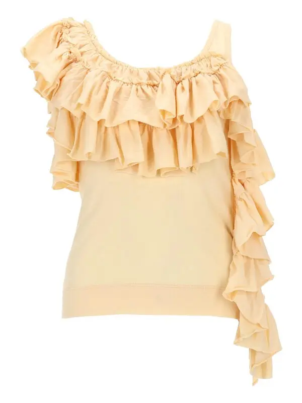 Dries Van Noten Ruffled One-shoulder Top - Yellow