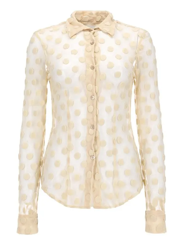 Dries Van Noten Polka Dot Mesh Shirt - Ivory
